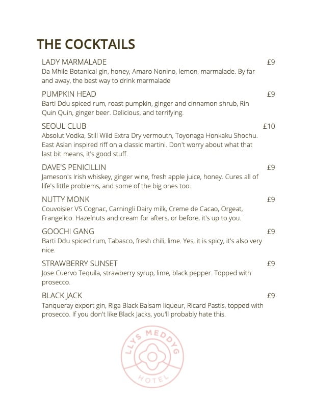 Llys Meddyg - Food & Drink - Newport Pembrokeshire